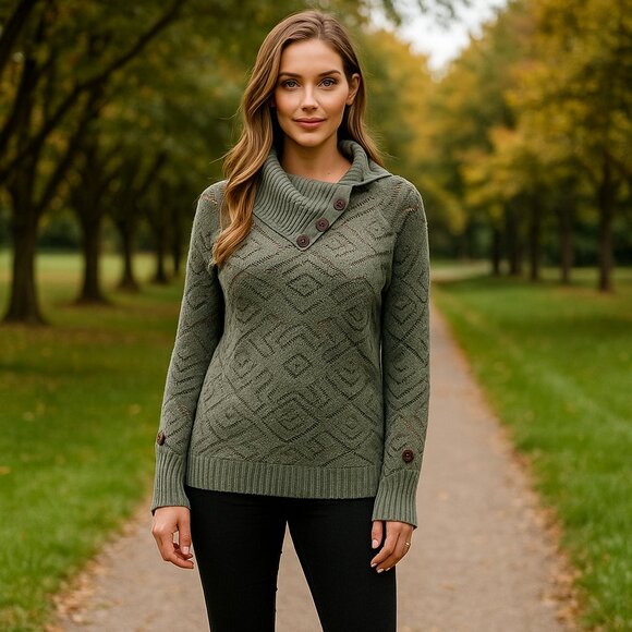 Democracy | Sweaters | Democracy Poncho Sweater Green M Cowl Neck ...